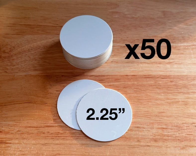 50 Pack Blank Sublimation Disc Inserts 2.25" Round No Holes | Major ...